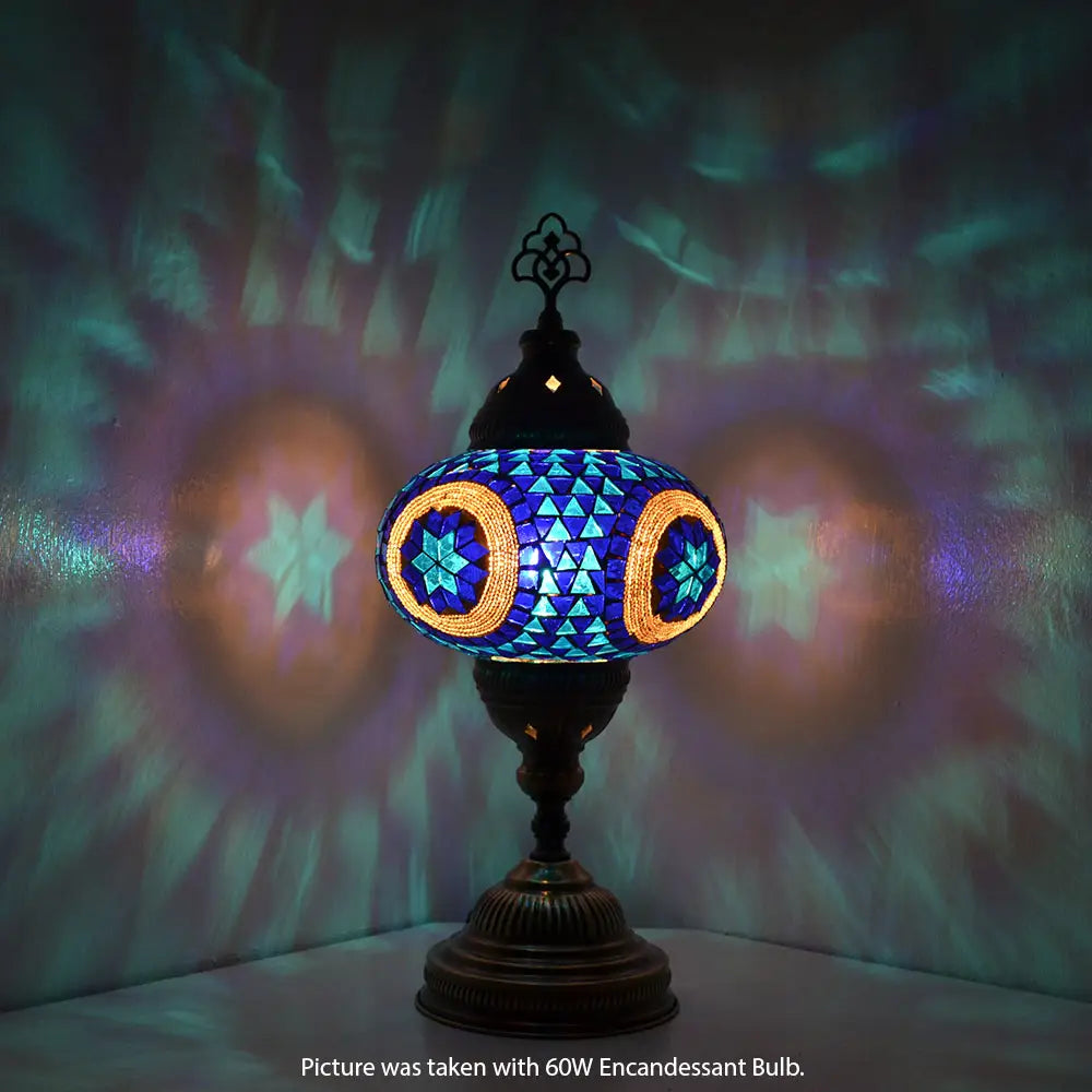 Boho Table Lamp Blue Star / White Circle – Nance Galleries